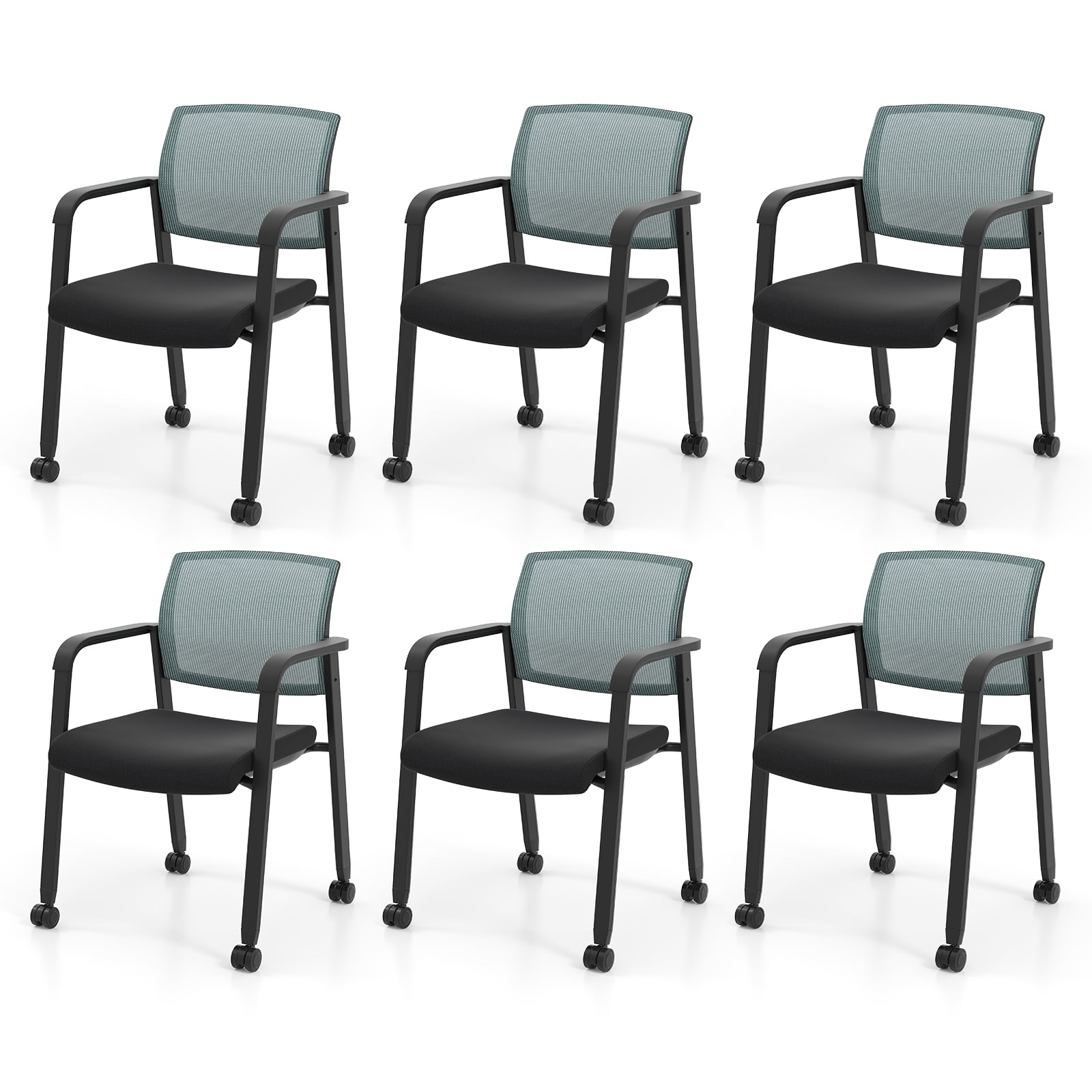 Gymax 6 PCSC Conference Chairs Stackable Office Guest Mesh Chair ...