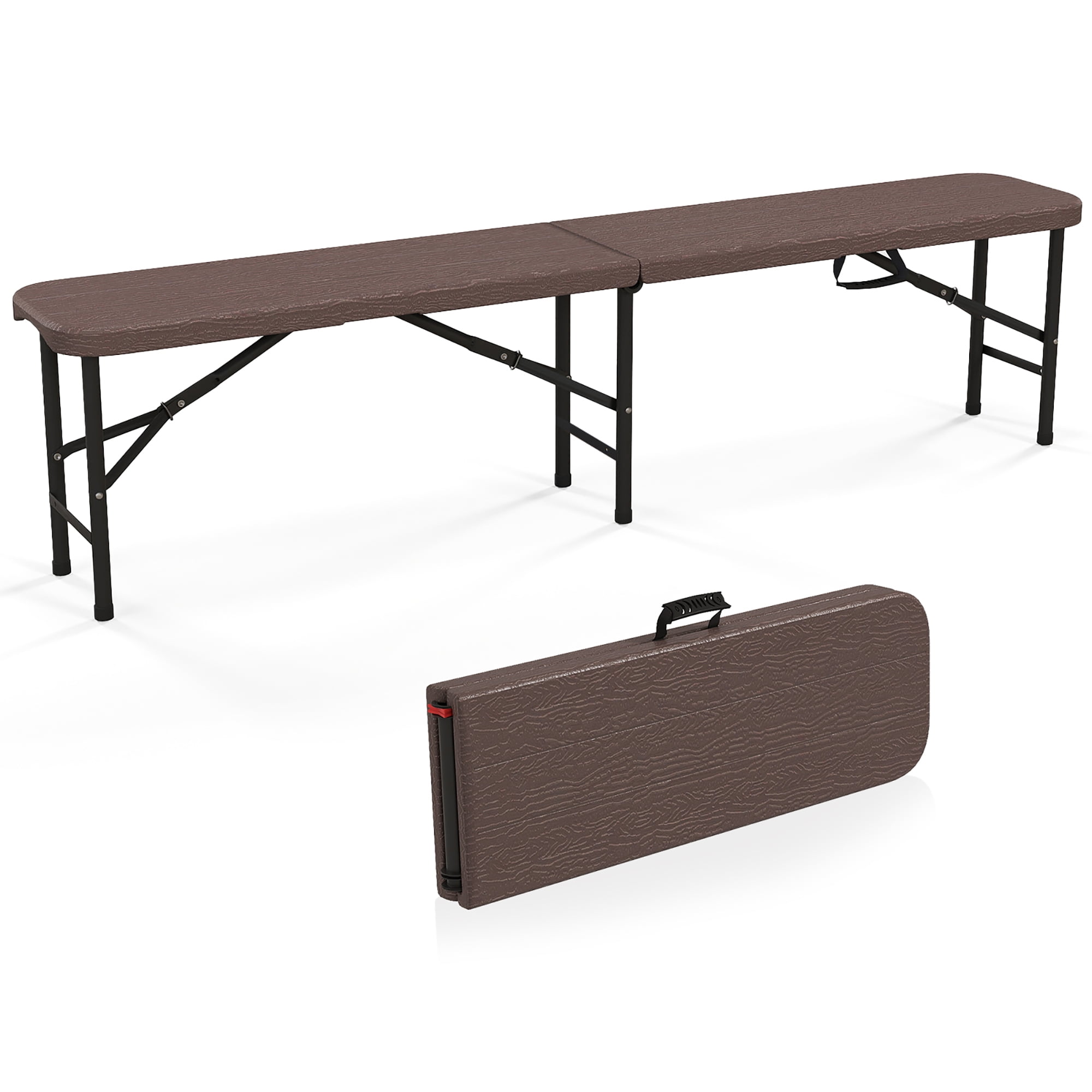 Gymax 6 ft Plastic Folding Bench Portable Fold-in-Half Seat w/ 1320 LBS ...