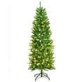 Gymax 6 ft Pre-lit Pencil Christmas Tree Hinged Fir Tree Holiday Decor ...