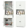 Gymax 67.5'' Kitchen Pantry Cabinet w/4 Doors 1 Drawer Open Countertop ...