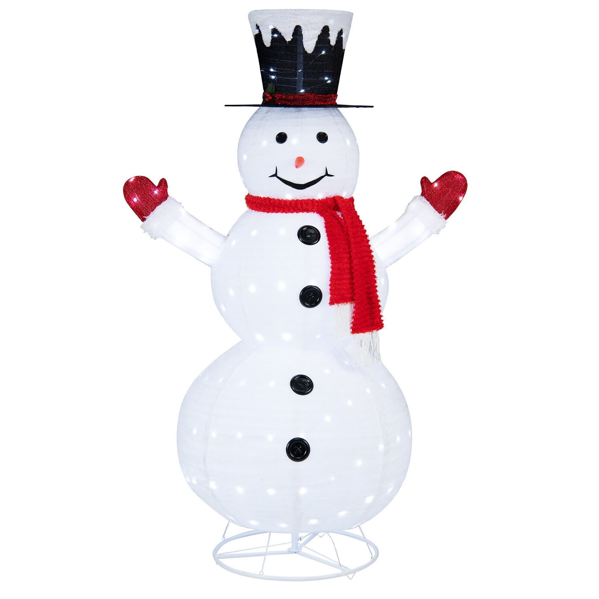 Gymax 6FT Pre-Lit Pop-Up Flannel Snowman Collapsible Christmas Decor w ...