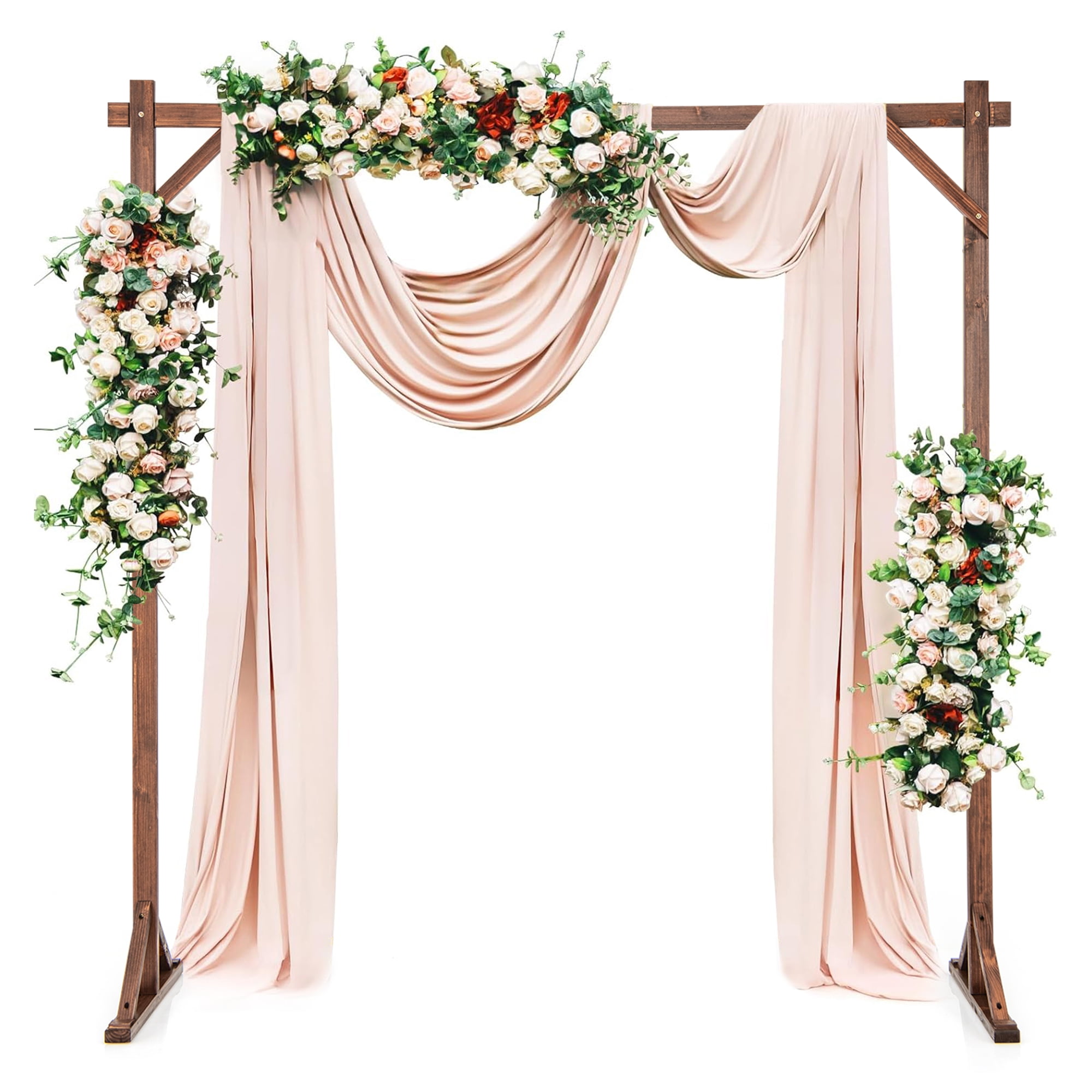 Gymax 7.2 FT Square Wedding Arch Wooden Arbor Backdrop Stand w ...