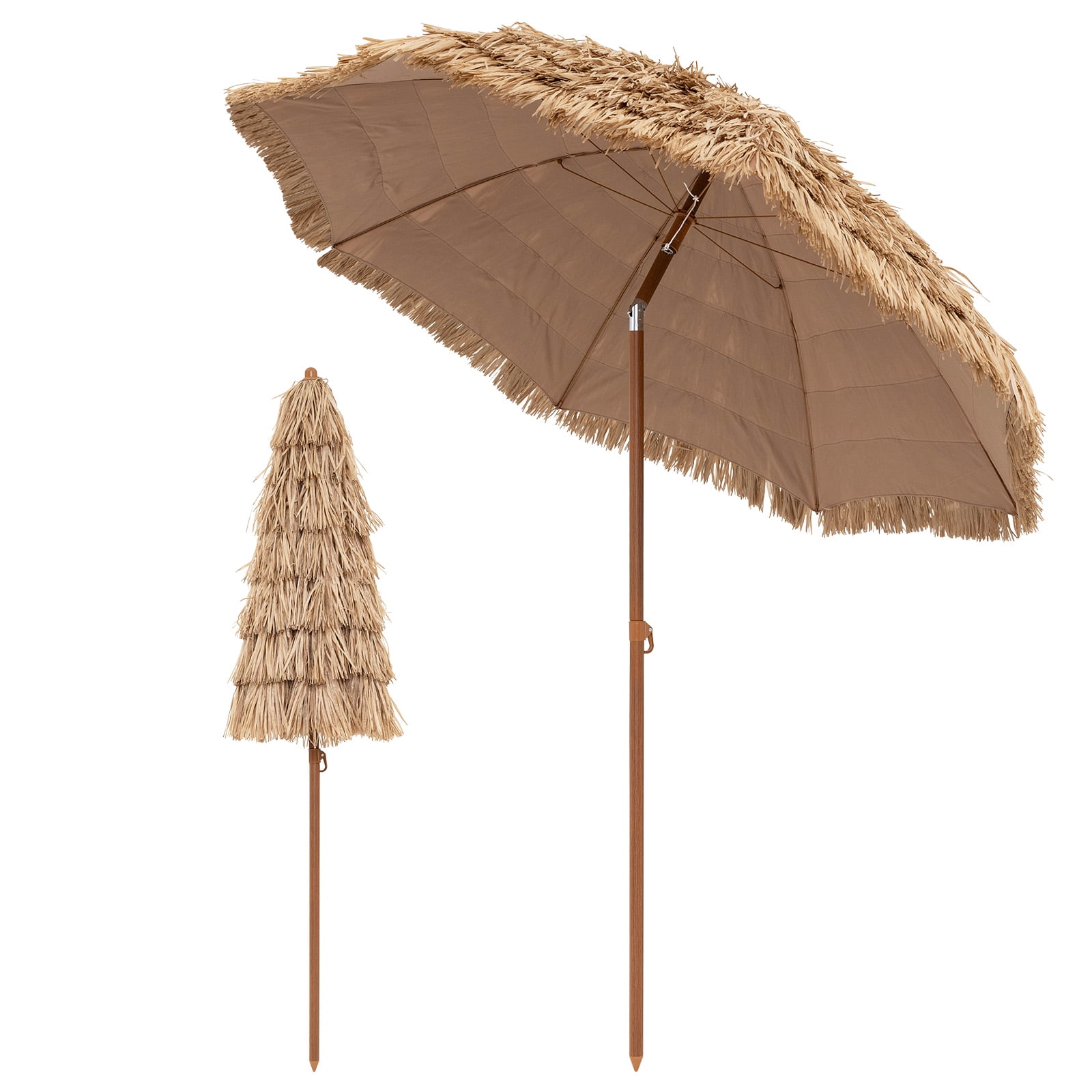 Gymax 7.2FT Patio Hawaiian Style Hula Beach Umbrella, Tiki Outdoor ...