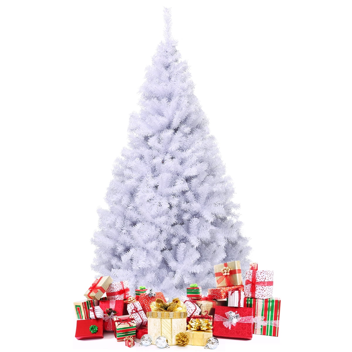 Free Shipping! Gymax 7.5ft White Christmas Tree Classic Pine PVC ...