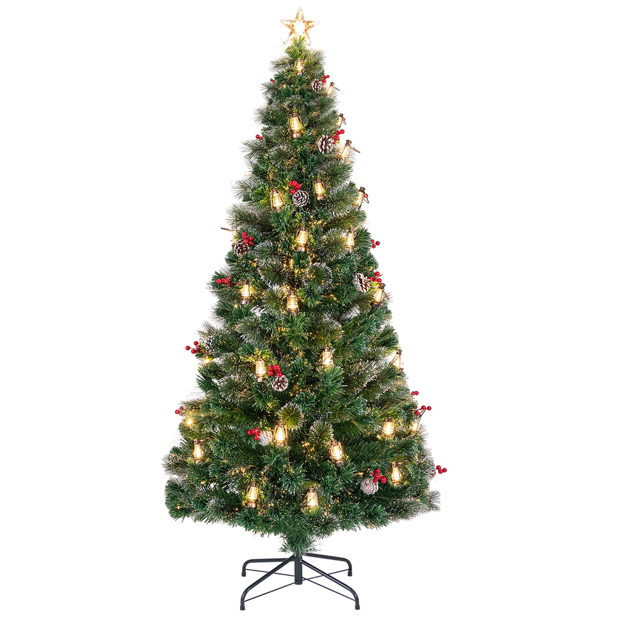Gymax 7 FT Christmas Tree Artificial Xmas Tree w/ 8 Lighting Modes 80 ...