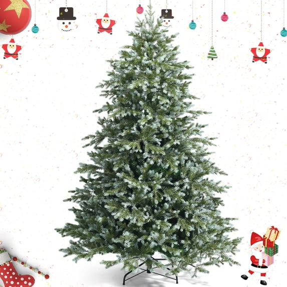 Gymax 7 Ft Outdoor Artificial Christmas Tree Unlit Hinged Xmas Tree w ...