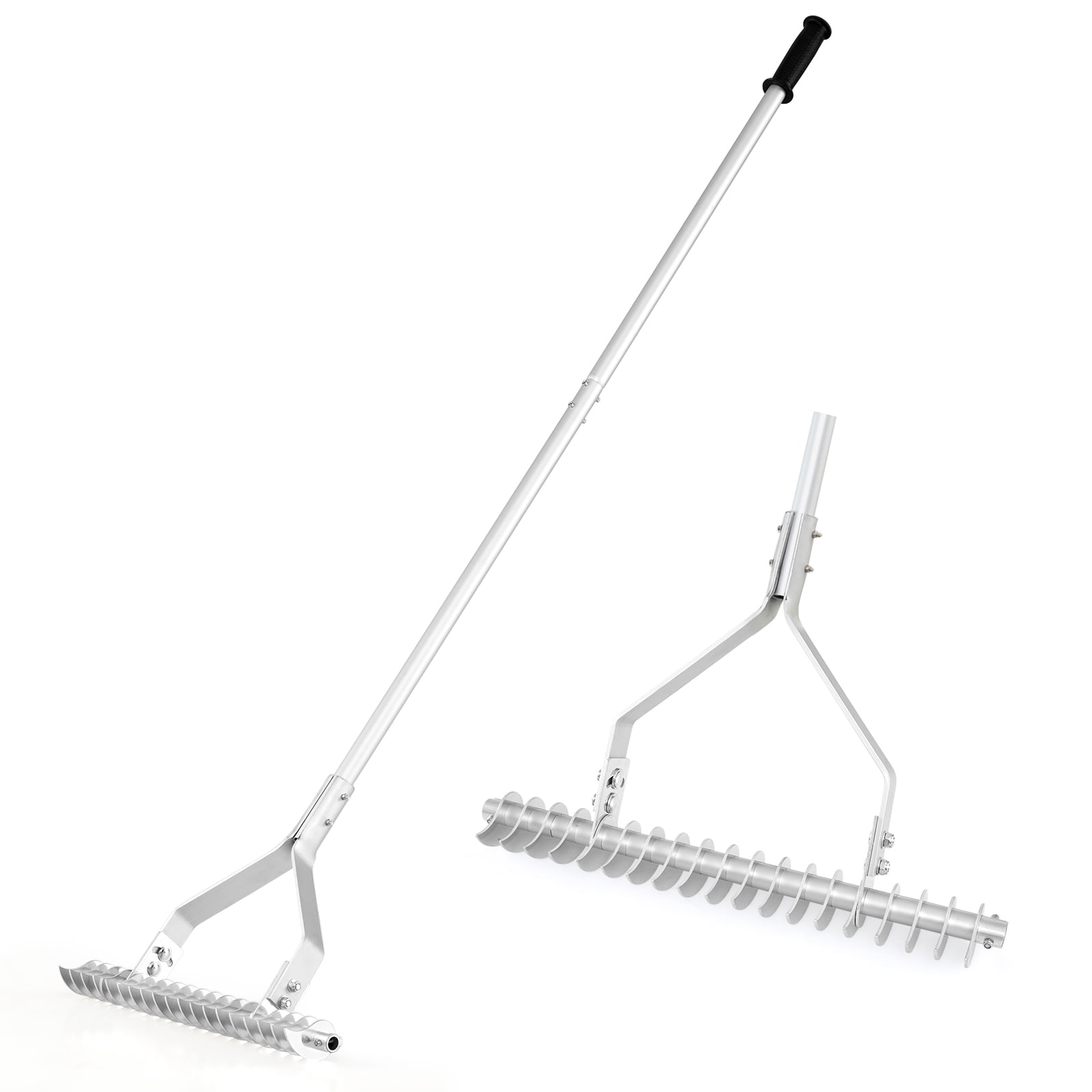 Gymax 70'' Garden Thatch Rake w/ Long Handle & 19 Curved Tines ...