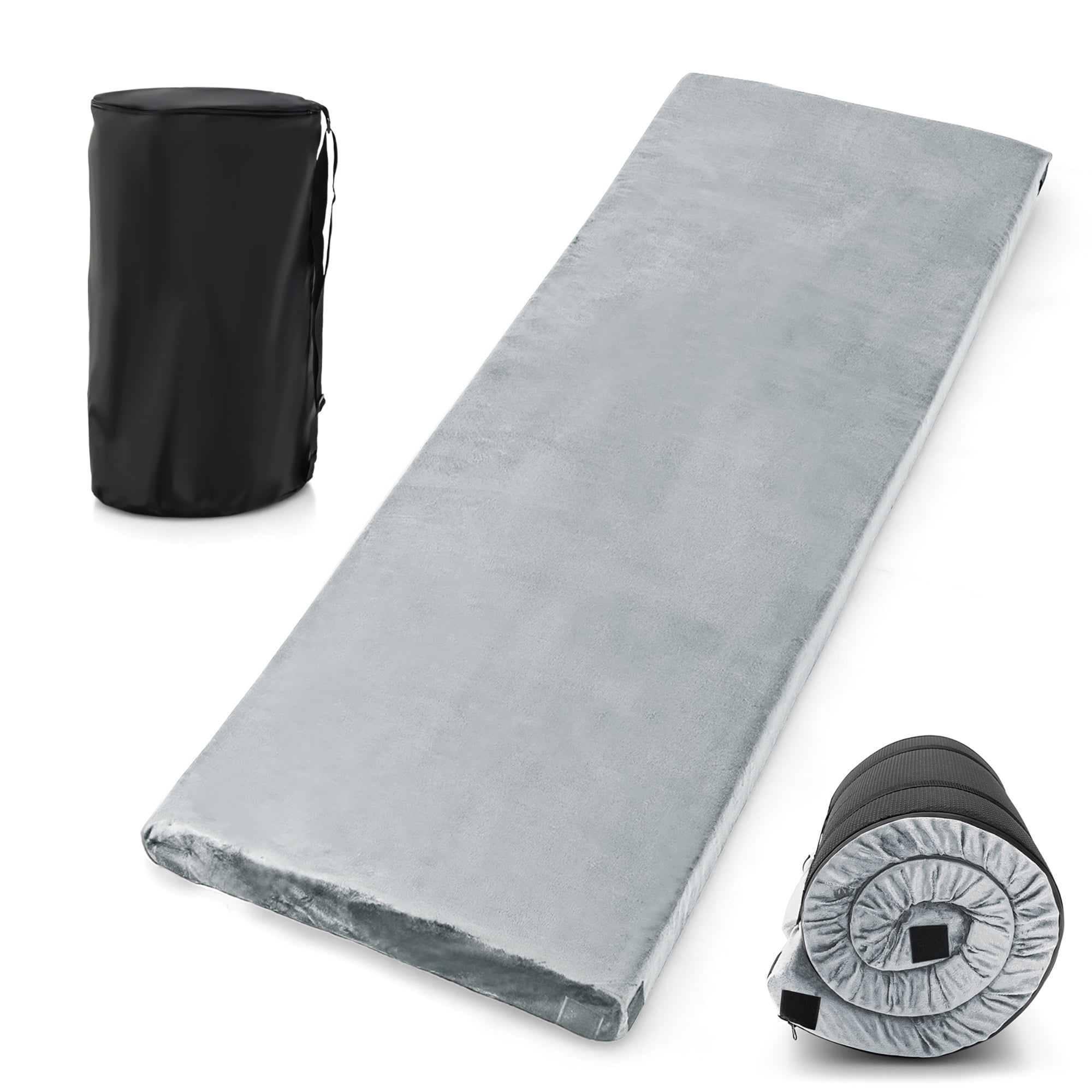 Gymax 72'' Lightweight Roll Up Travel Mattress Portable Memory Foam ...