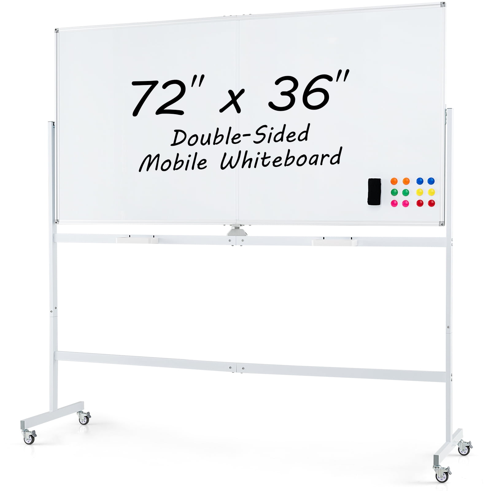 Gymax 72'' x 36'' Double-Sided Magnetic Whiteboard w/ Stand & Aluminum ...