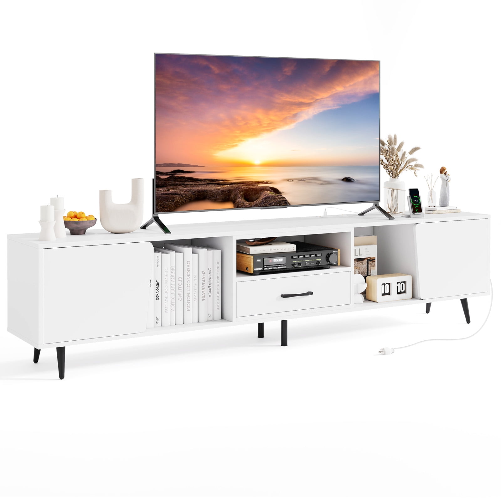Gymax 79'' TV Stand for TVs up to 90 Inches Entertainment Center w/ AC ...