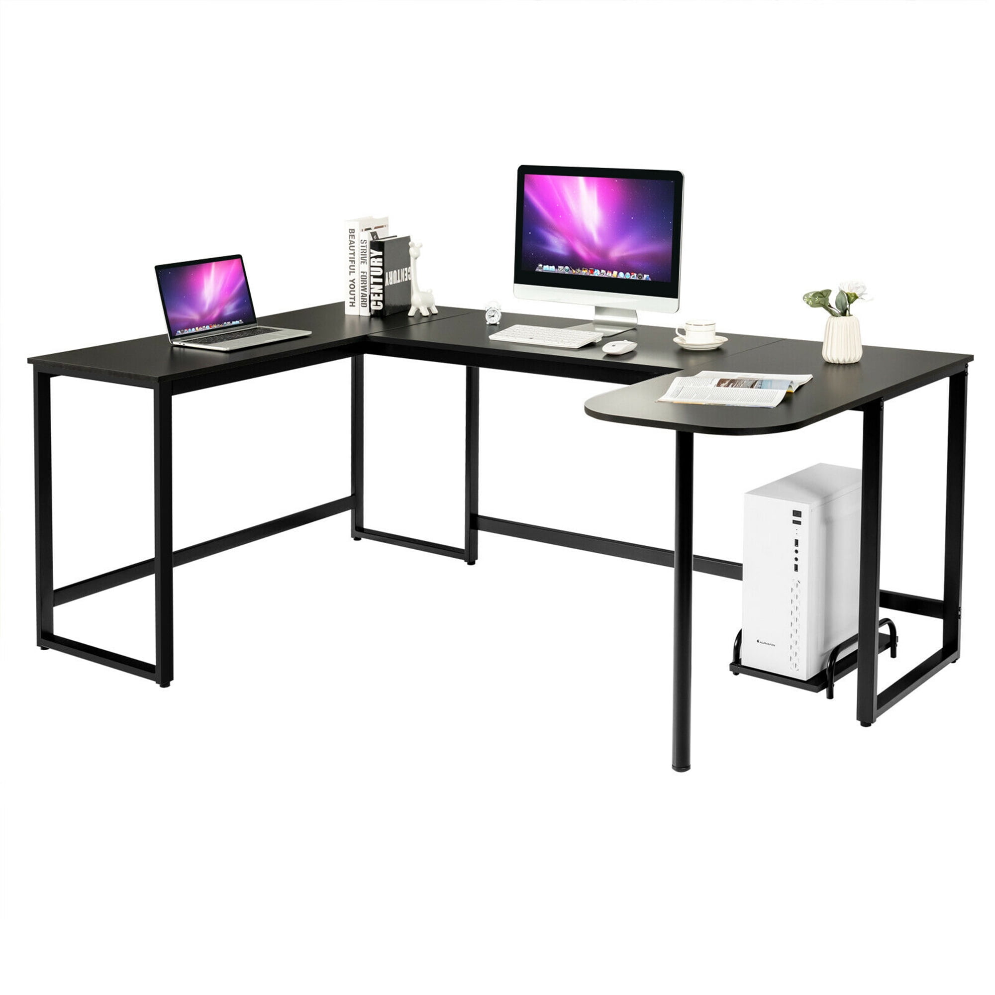 Gymax 79'' U-Shaped Computer Desk Home Office Workstation w/ CPU Stand ...