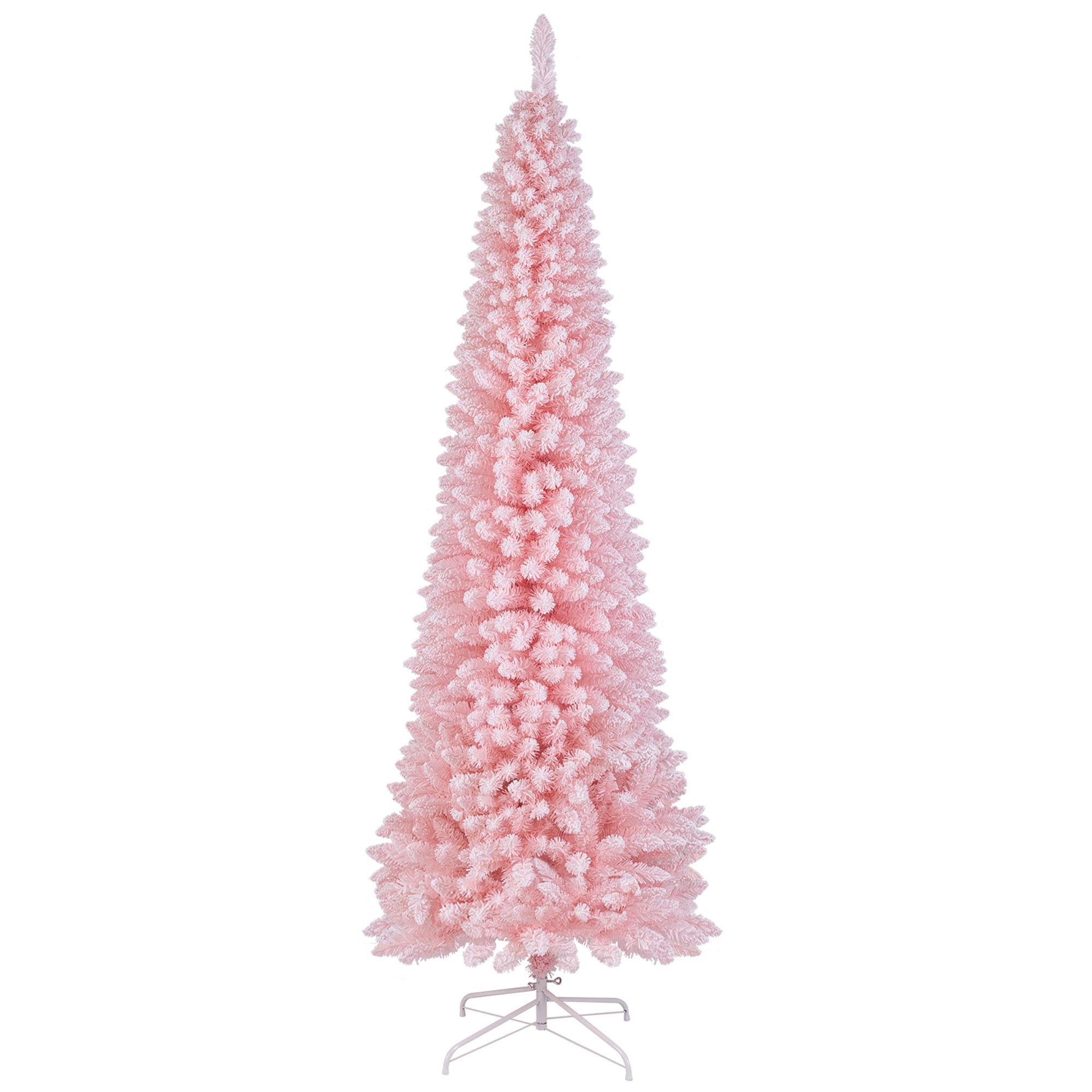 Gymax 8 FT Artificial Pink Christmas Tree w/ 1000 Branch Tips Folding ...