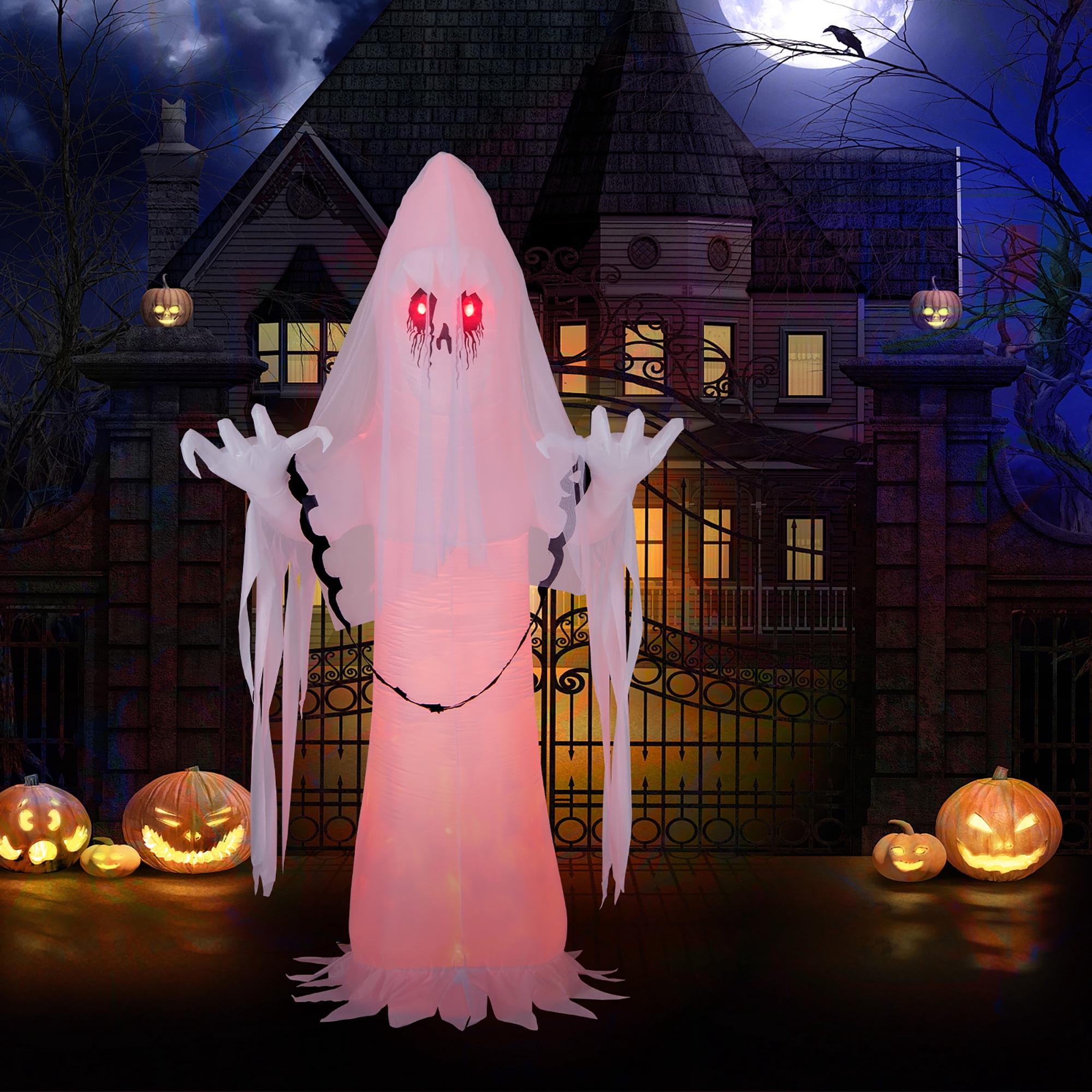 Gymax 8 FT Inflatable Ghost Bride Outdoor Halloween Decoration w ...