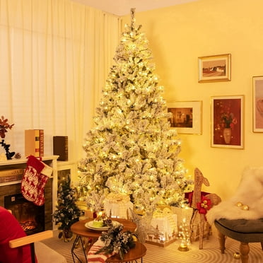 Gymax 7 Ft Outdoor Artificial Christmas Tree Unlit Hinged Xmas Tree w/ Metal Stand - Walmart.com