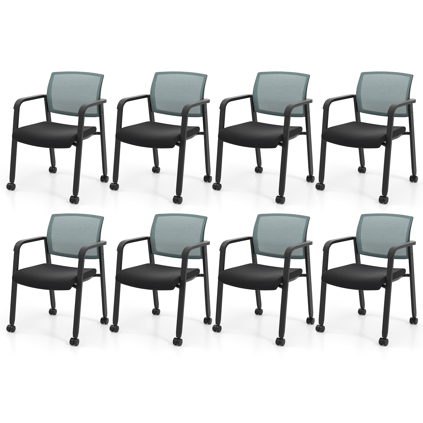 Gymax 8 PCSC Conference Chairs Stackable Office Guest Mesh Chair ...