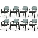 Gymax 8 PCSC Conference Chairs Stackable Office Guest Mesh Chair ...