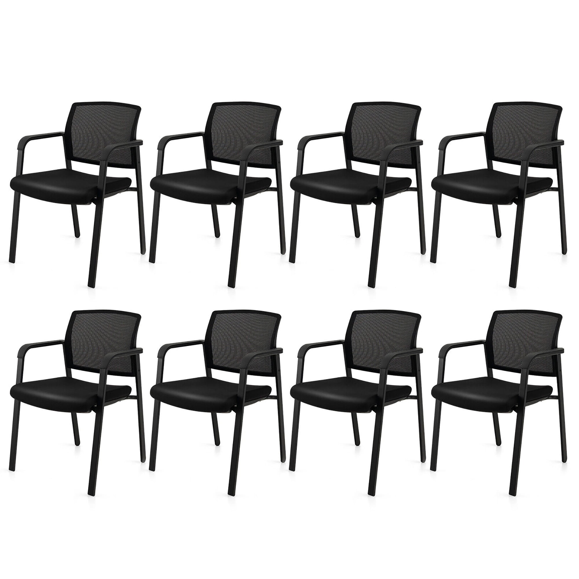 Gymax Stackable 8-Pack Office Conference Chair Set, Mesh Guest ...