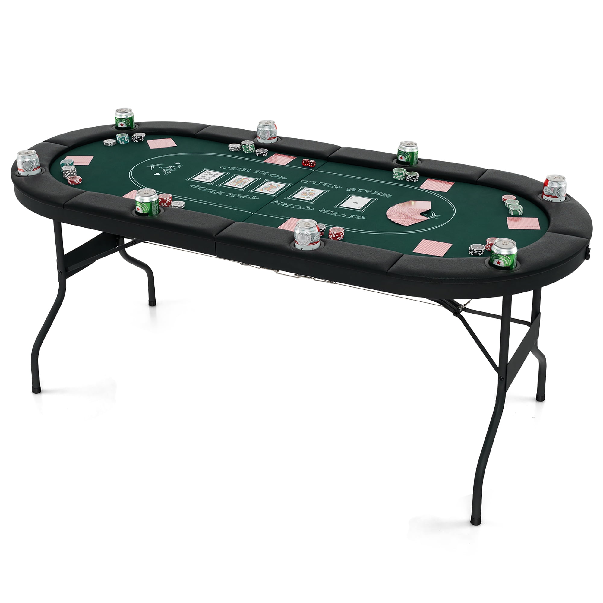 Gymax 8 Player Foldable Poker Table Portable Folding Texas Holdem Table ...