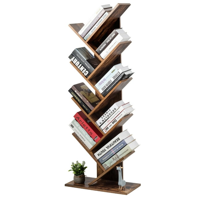 Gymax 8-Tier Tree Bookshelf Bookcase Free Standing Book Rack Display ...