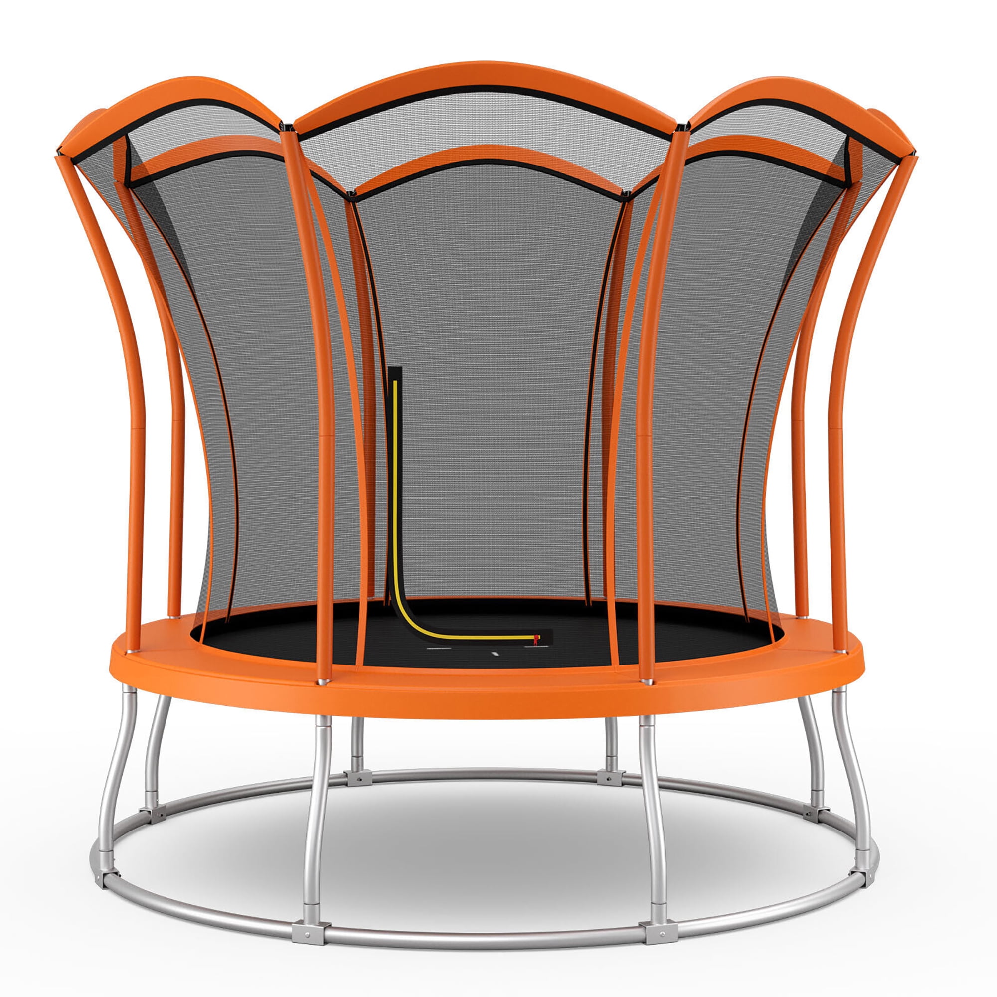 Gymax 8FT Recreation Trampoline, Flower Shape Enclosure Net, Orange ...