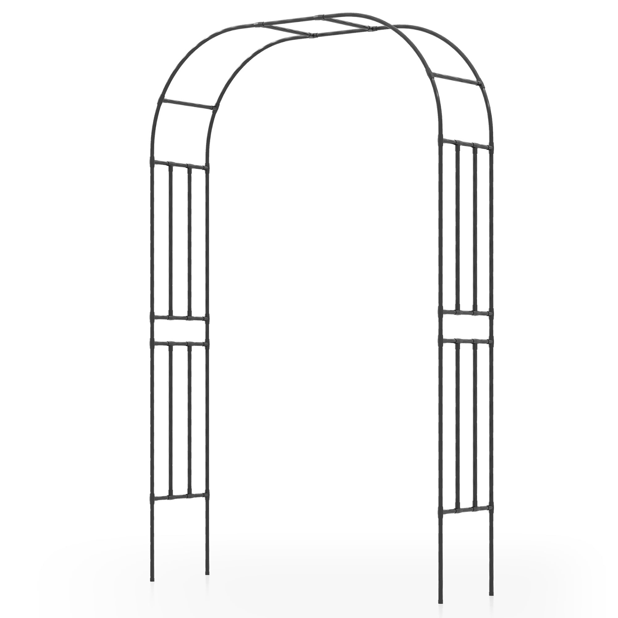 Gymax 95'' Garden Arch Trellis w/PE Wrapped Metal Pipes Ground Stakes ...