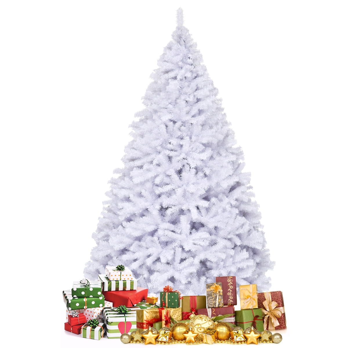Free Shipping! Gymax 9ft Artificial White Christmas Tree PVC Material ...