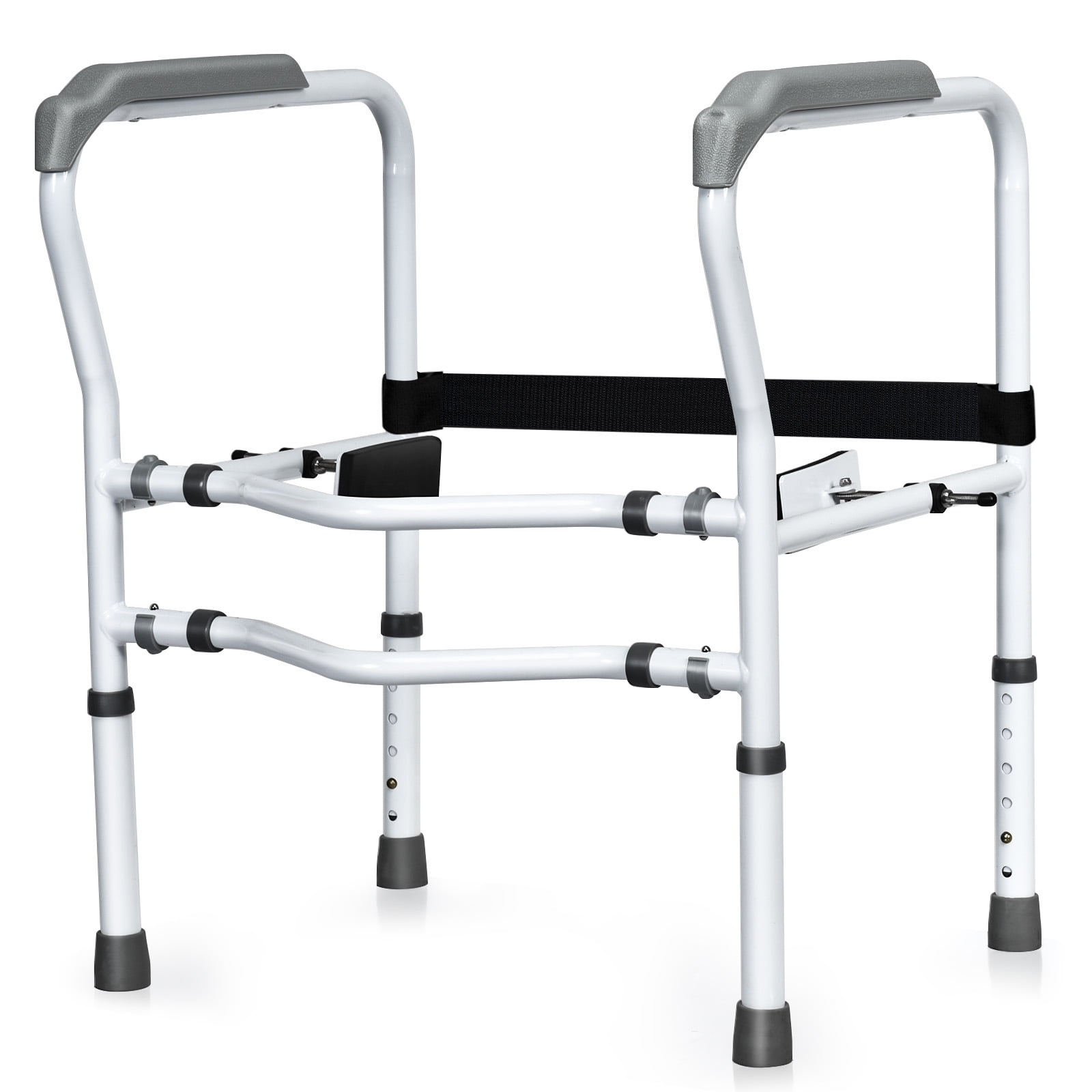 Gymax Adjustable Toilet Safety Frame & Rail Stand Alone Bathroom Toilet ...