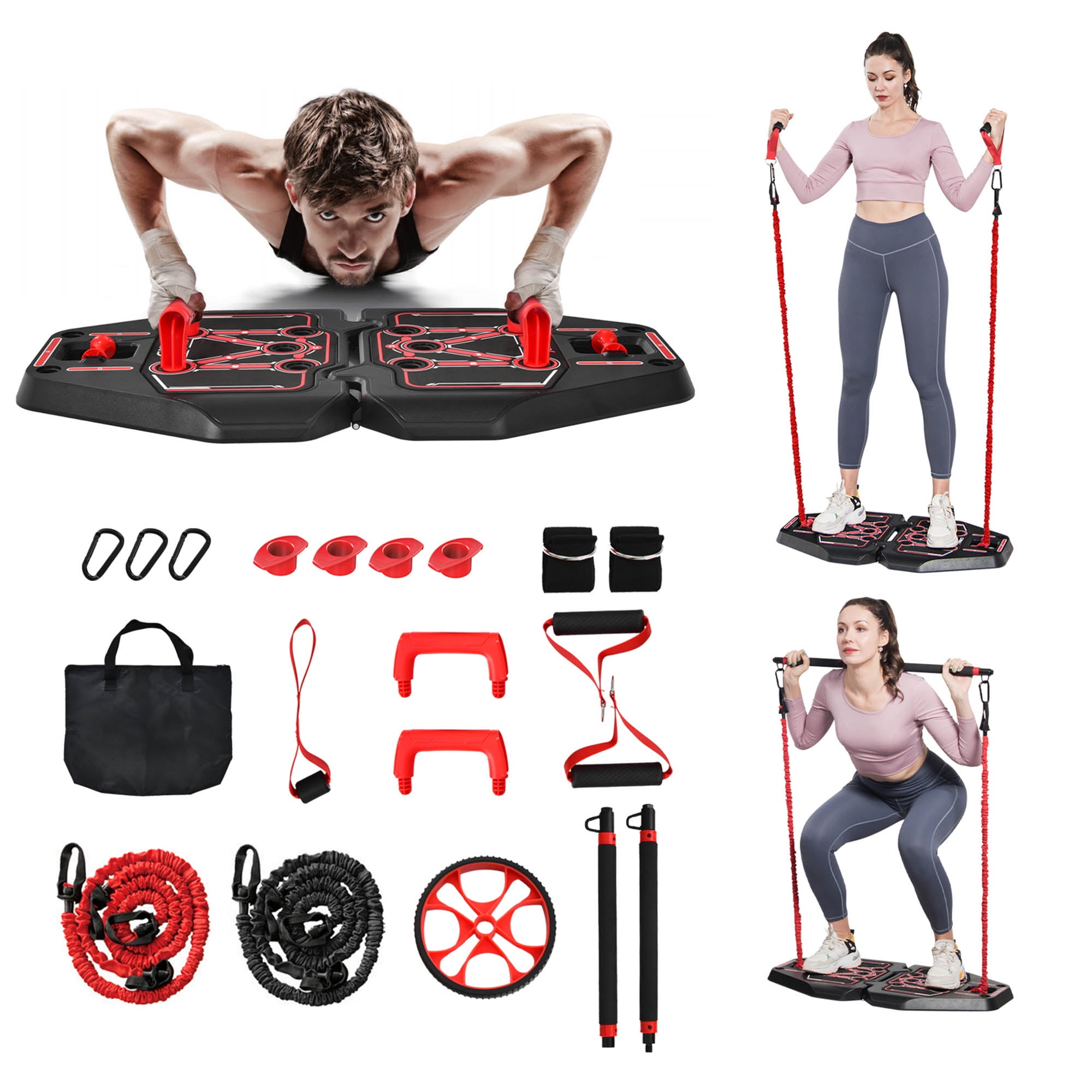Gymax All-in-one Home Gym Portable Pushup Board W/Bag Full Body ...