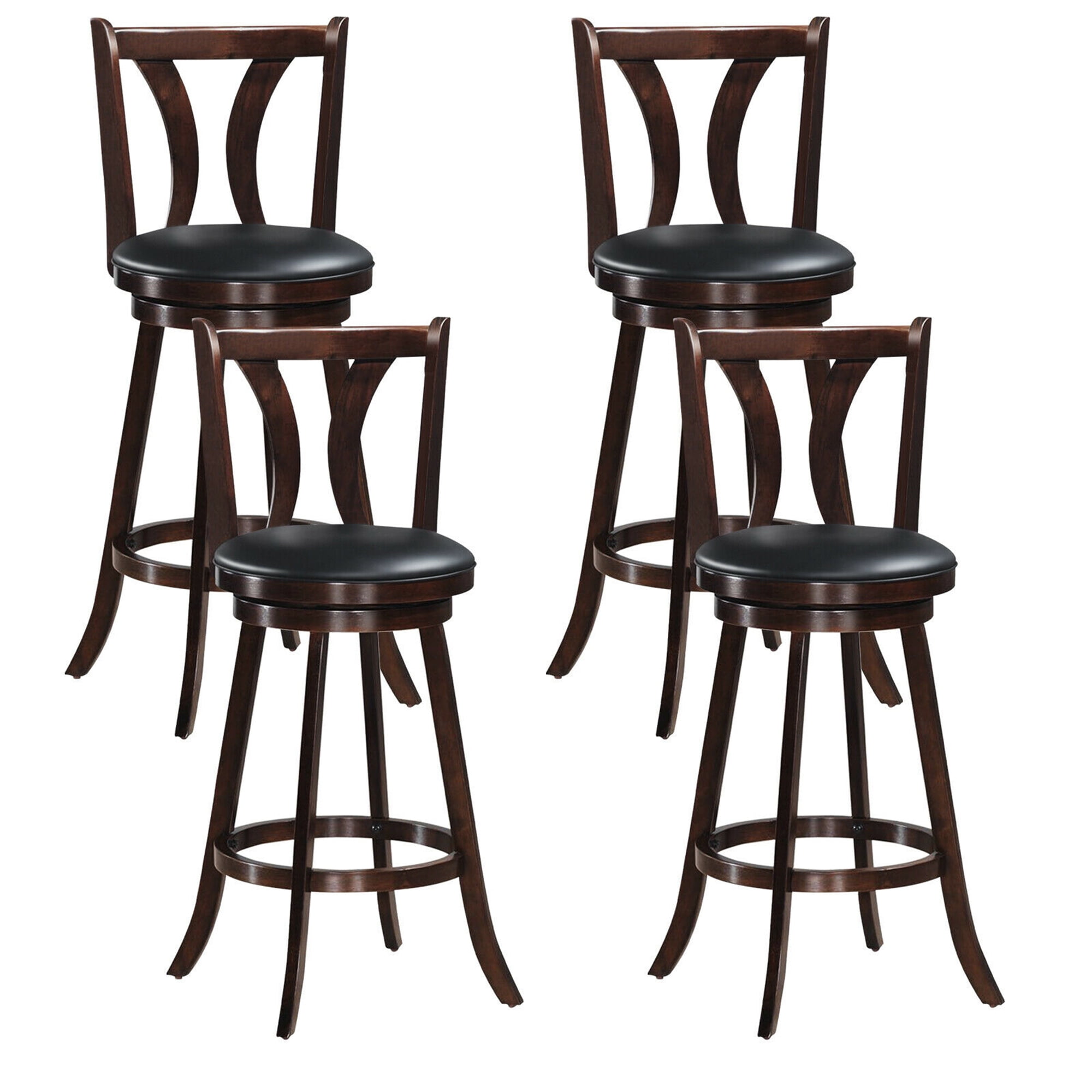 Gymax Bar Stool Set of 4 - 360-Degree Swivel - Brown - Walmart.com