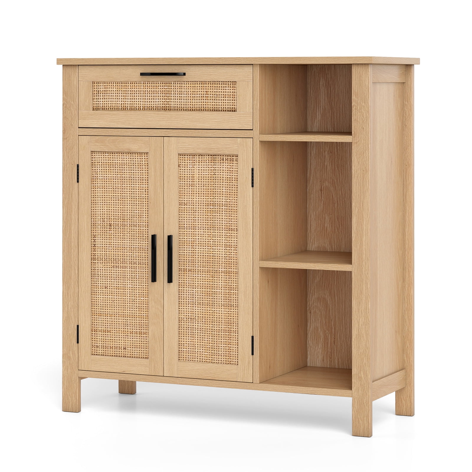 Gymax Buffet Sideboard w/Rattan Woven Doors & Drawer Adjustable Shelf ...