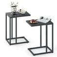Gymax C Shaped End Table Set of 2 w/Metal Frame Sofa Table for Small ...