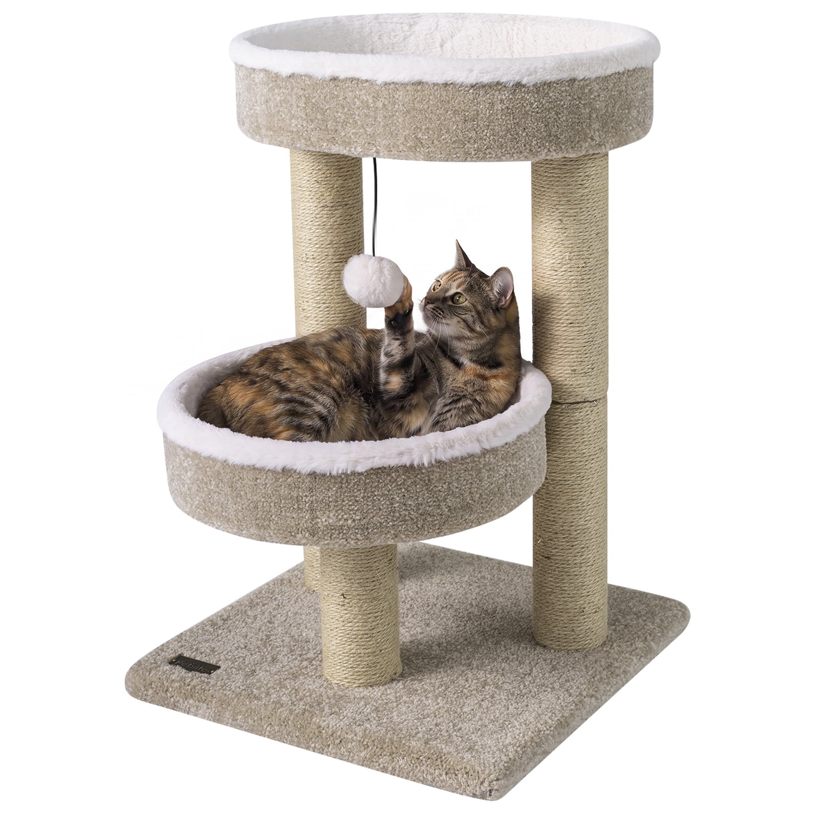 Gymax Carpeted Cat Tree 24'' Small Cat Tower w/2 Comfy Plush Perches ...