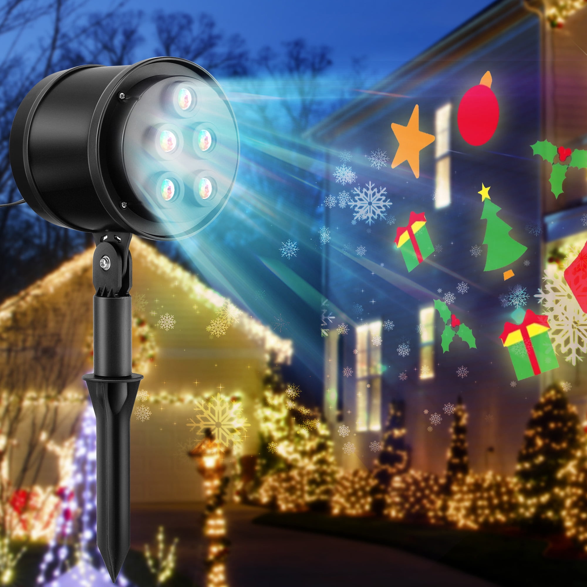 Gymax XMAS House Projector: Waterproof LED Lights with Gift Pattern for ...