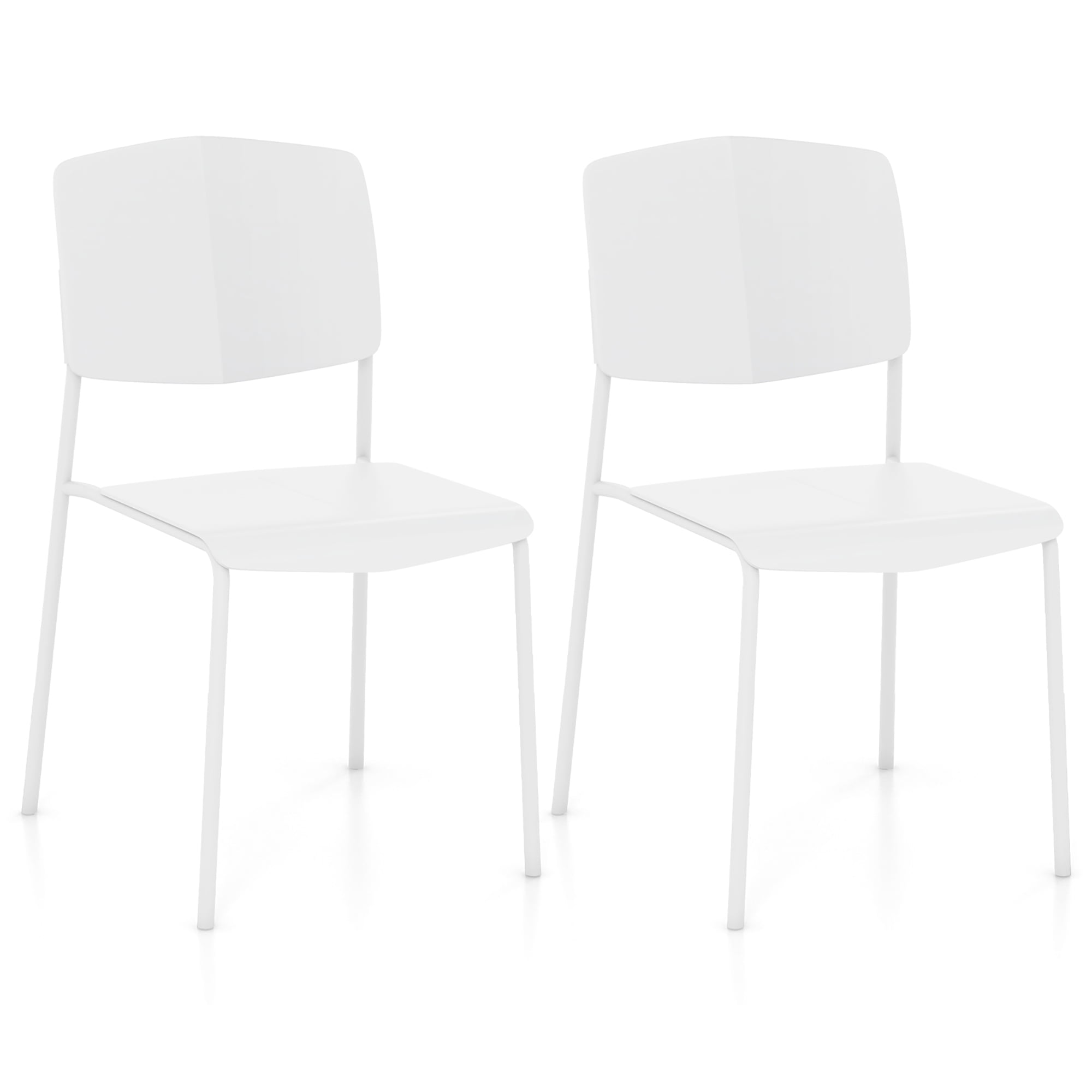 Gymax Dining Chair Set of 2 w/Ergonomic Backrest & Wide Seat Stackable ...