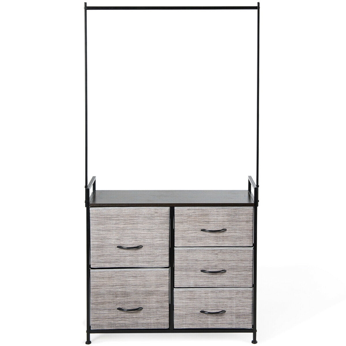 Gymax Dresser Storage Tower Closet Organizer w/ 5 Drawers Metal Frame ...