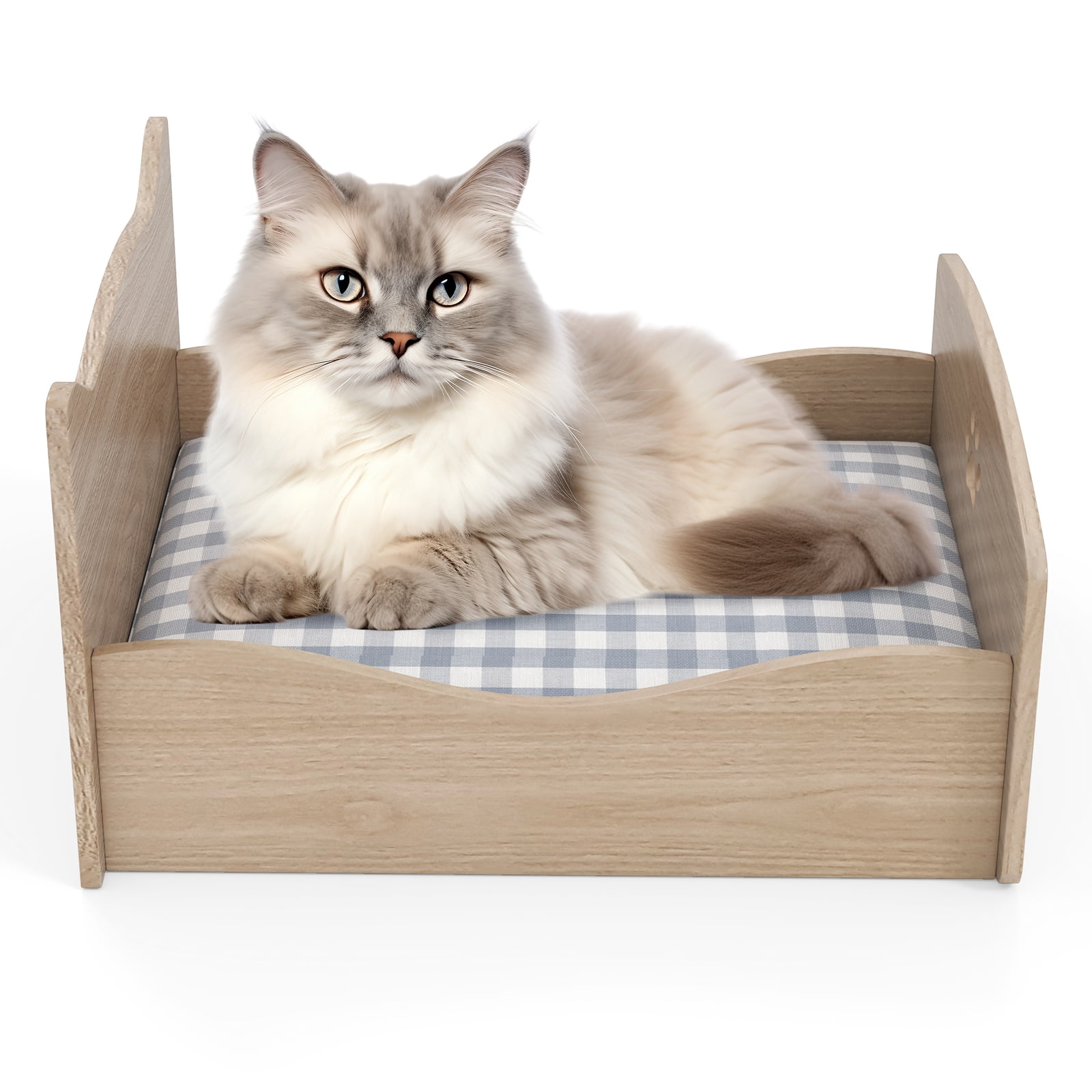 Gymax Elevated Pet Bed Frame Indoor Large Cat Bed w/ Rails Cute ...