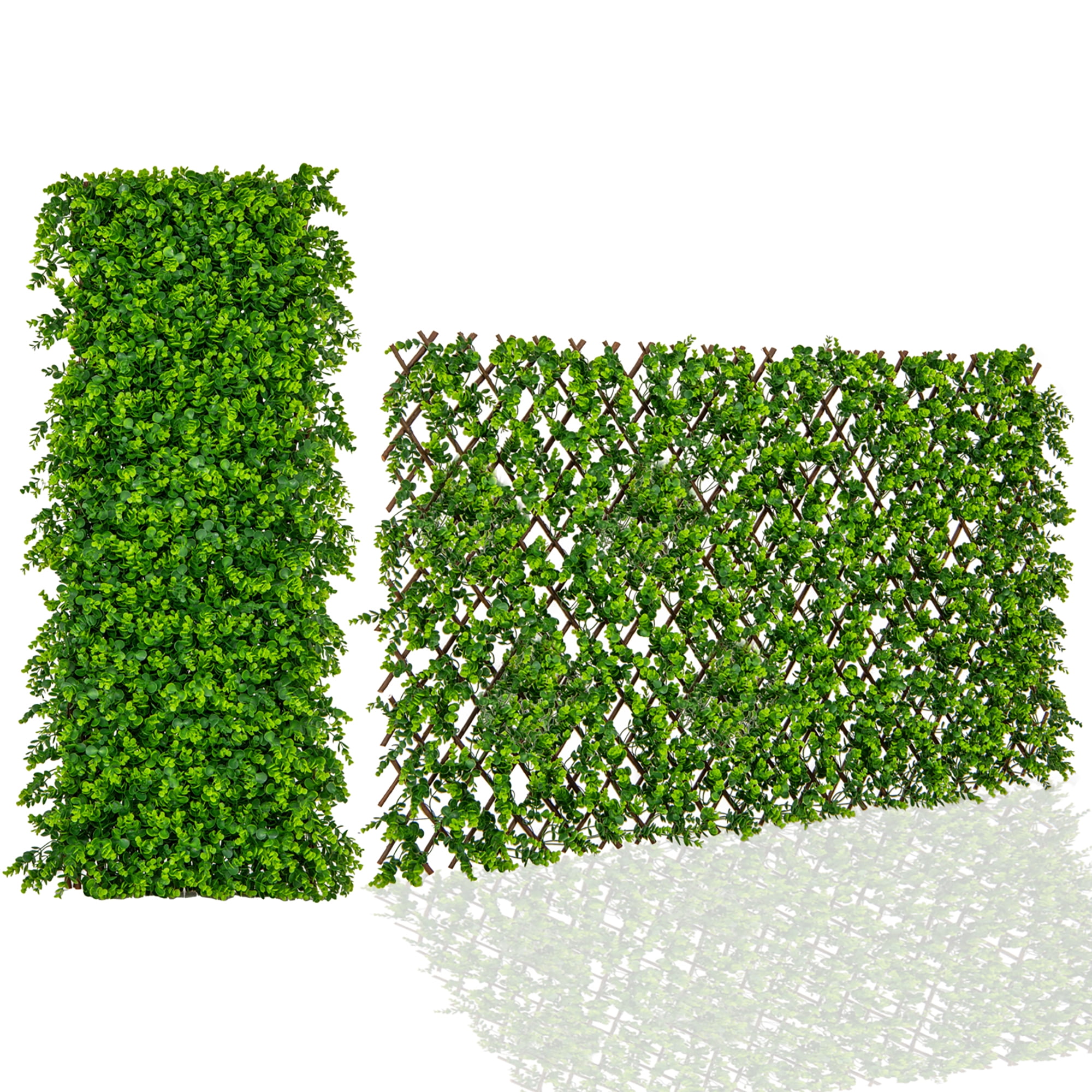 Gymax Expandable Fence Privacy Screen Decorative Faux Eucalyptus ...