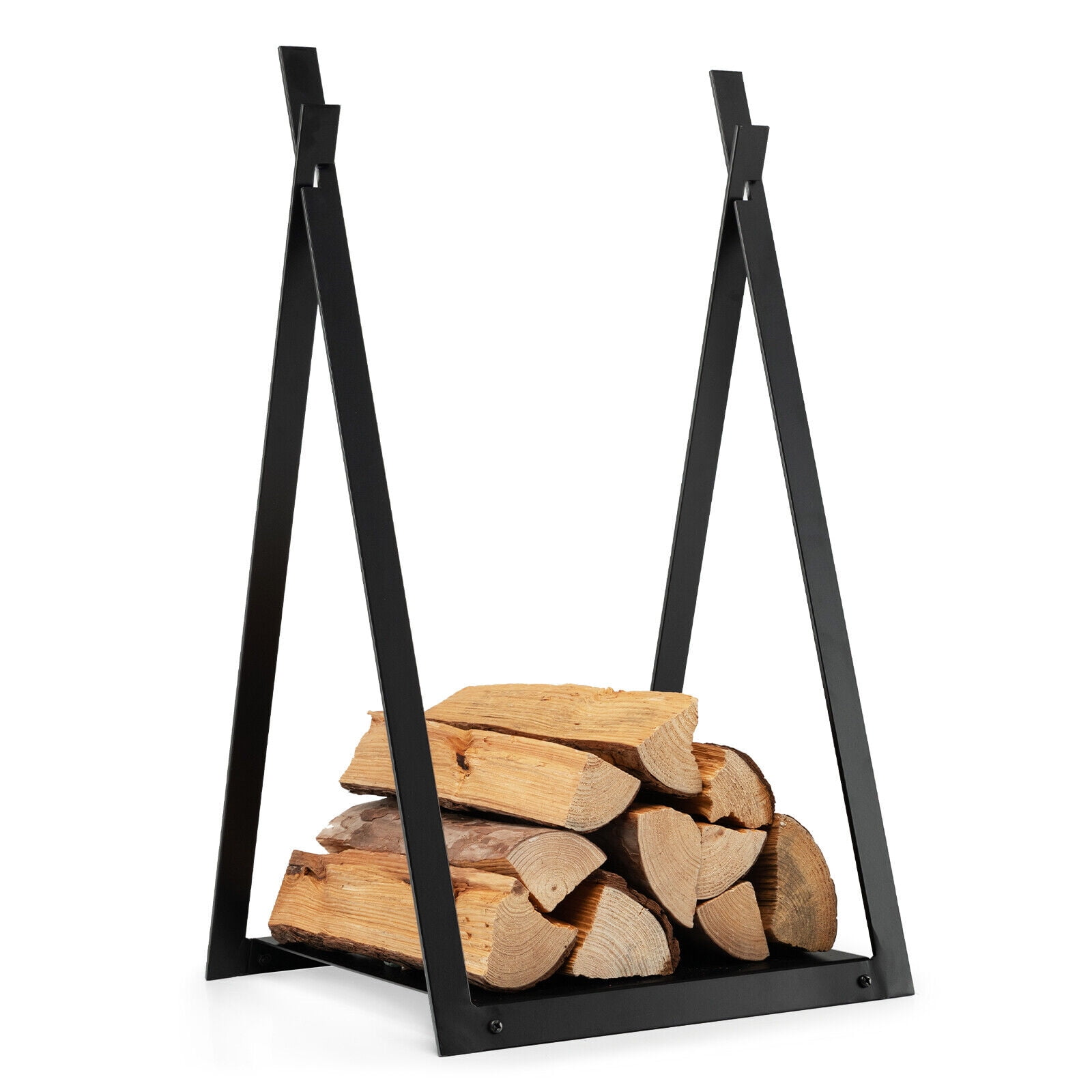 Gymax Firewood Rack Fireplace Wood Holder Storage Log Holder with ...