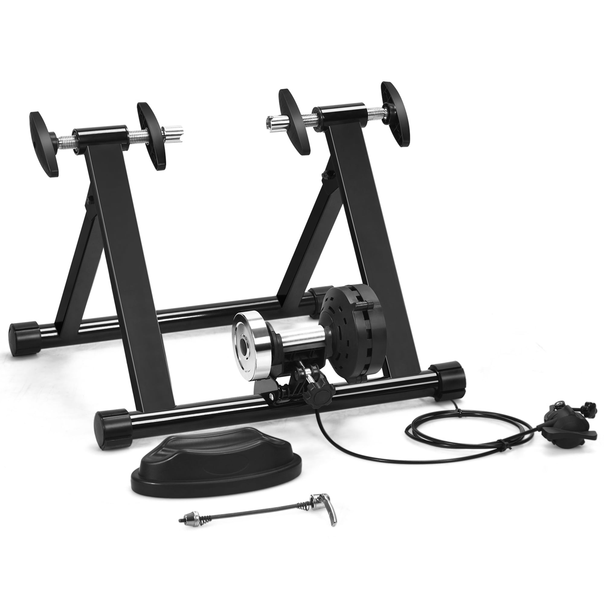 Gymax Foldable Bike Trainer Stand, 8 Resistance Levels, Steel, Black ...