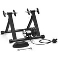 Gymax Foldable Bike Trainer Stand, 8 Resistance Levels, Steel, Black ...