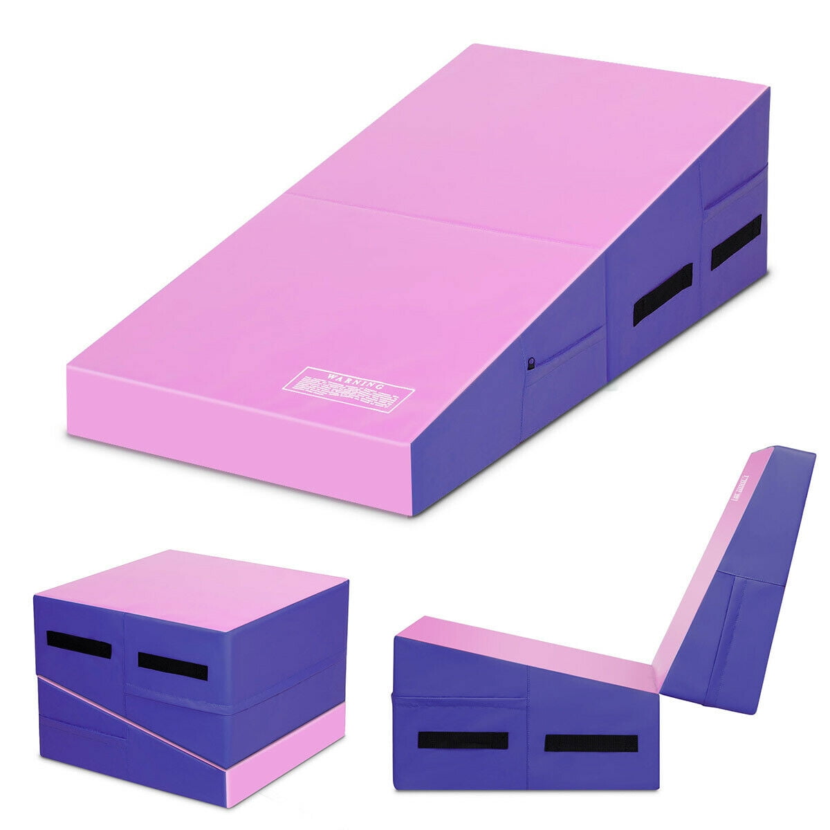 Gymax Folding Gymnastics Tumbling Mat Incline Cheese Wedge Exercise ...