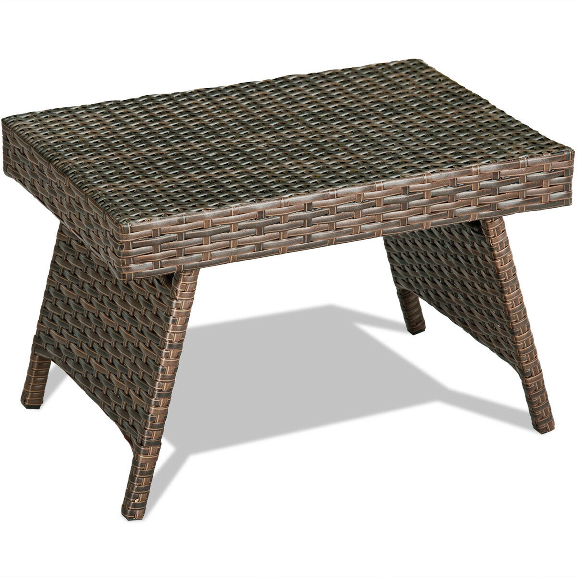 Gymax Folding Rattan Wicker Coffee Side Table Patio Garden Poolside ...