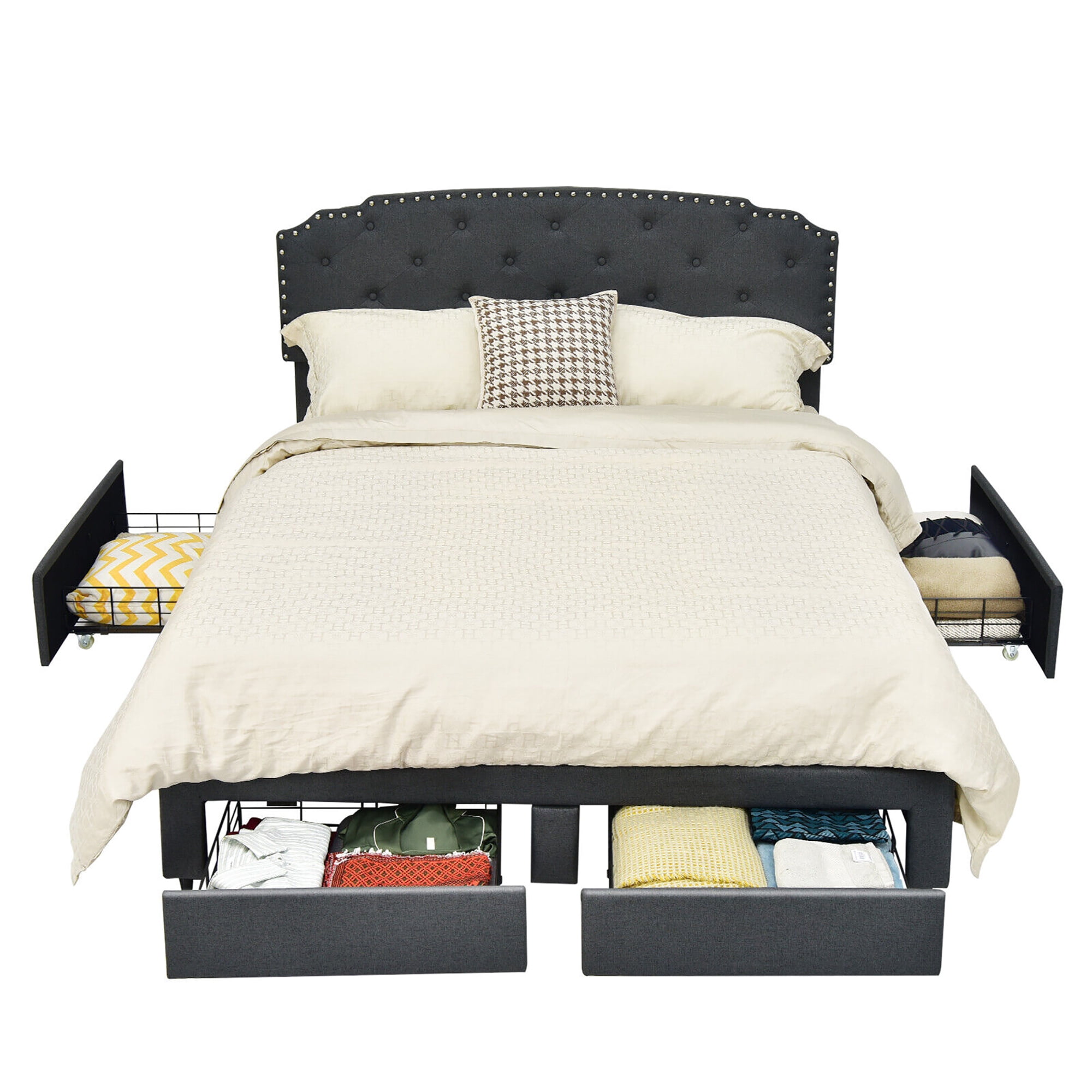 Gymax Full Platform Bed Frame - 4 Storage Drawers - Walmart.com
