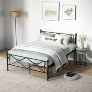 Castle Place Full Size Metal Platform Bed Frame, Modern Geometric Slat ...