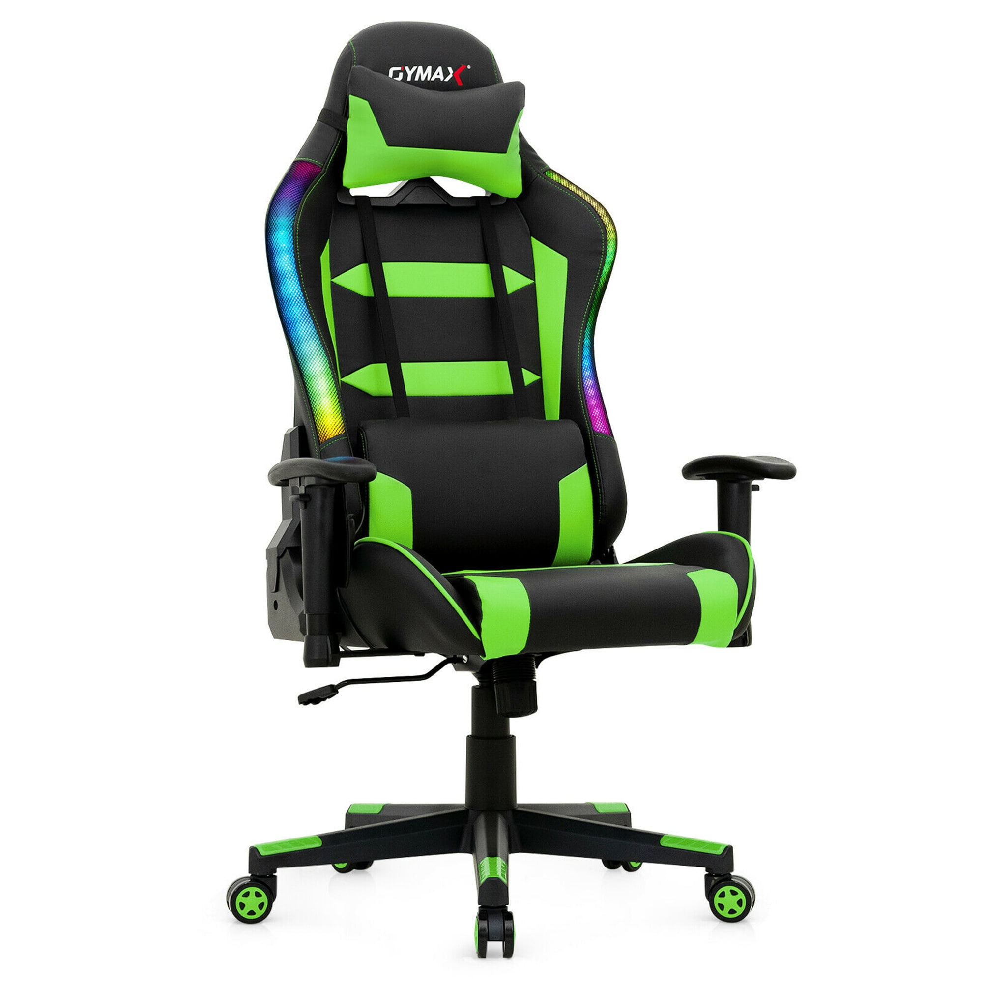 Gymax Gaming Chair Adjustable Swivel Computer Chair w/ LED Lights ...