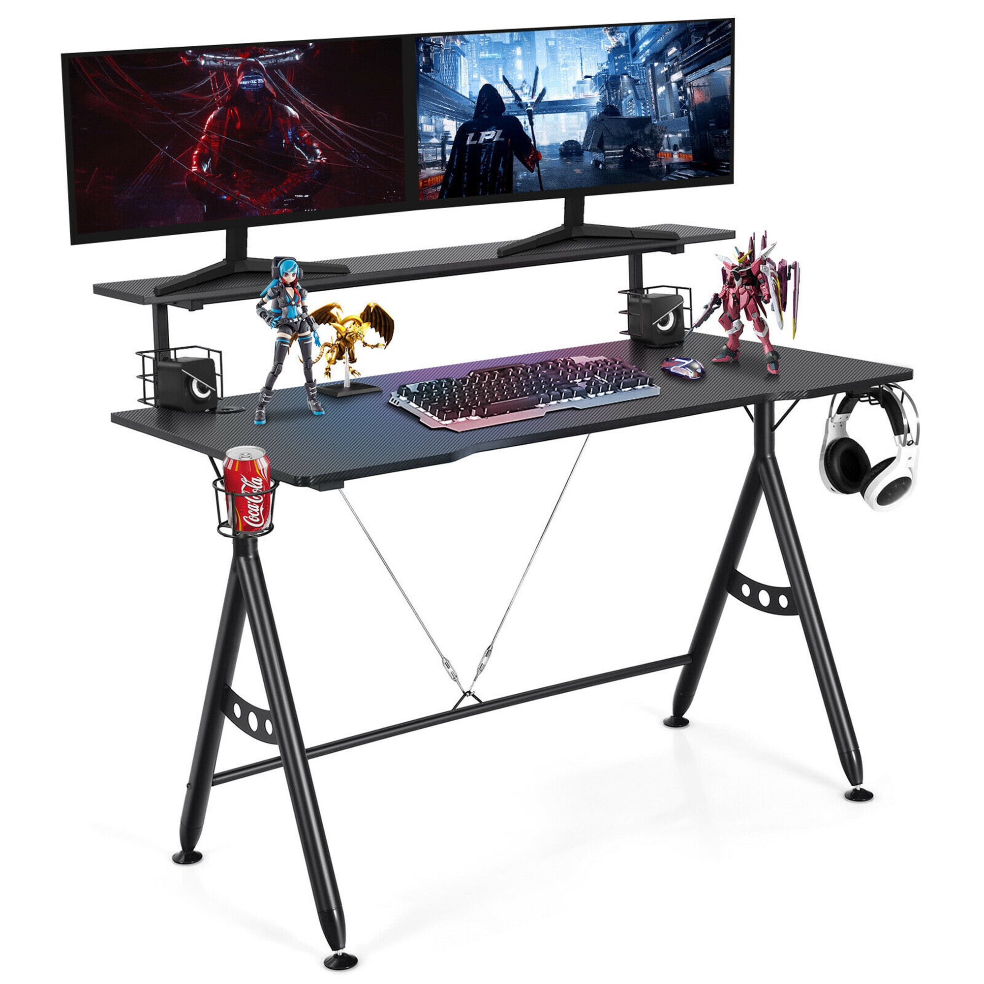 Gymax Gaming Desk Home Office Computer Table E-Sports w/Monitor Shelf ...