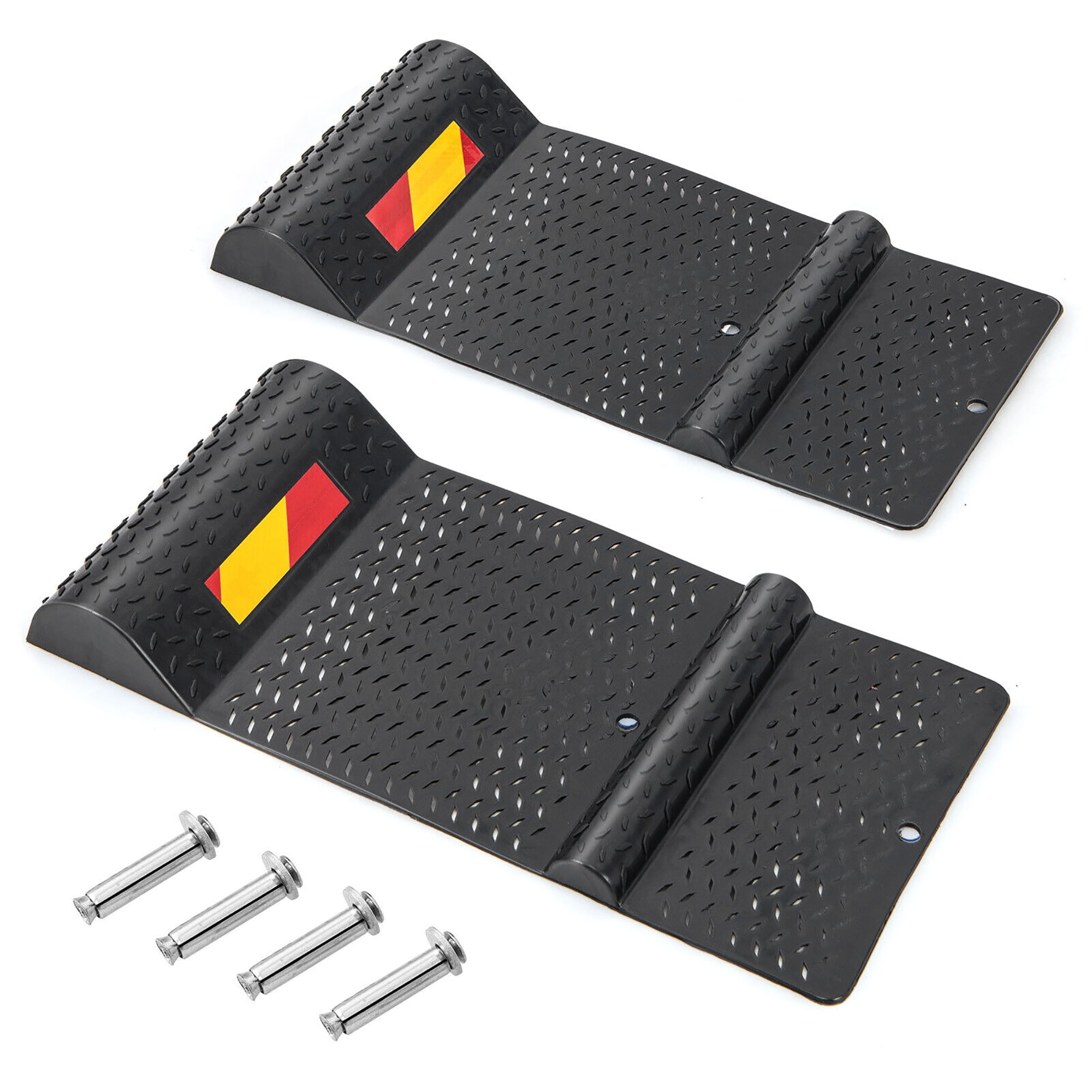 Gymax Garage Car Parking Mat 2 Pack Heavy Duty Wheel Stopper Non-slip ...