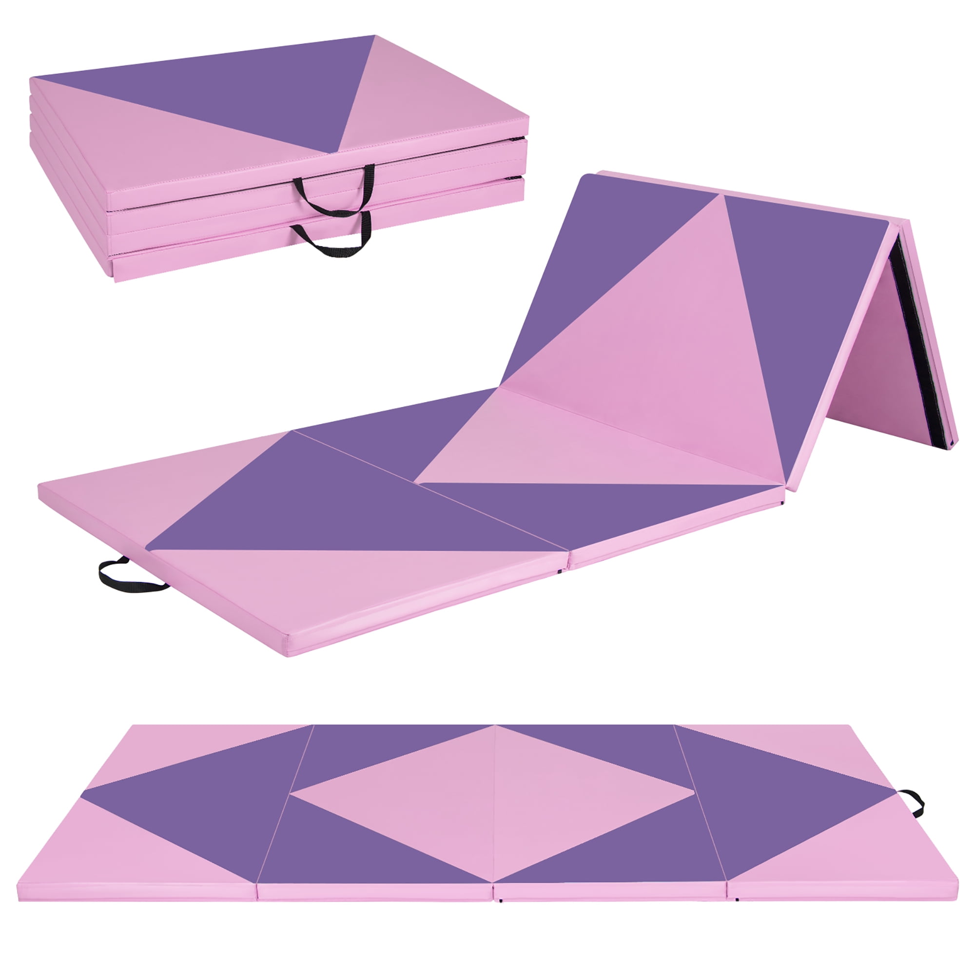 Gymax Gymnastics Gym Mat 4-Panel Folding Lightweight Gymnastics ...