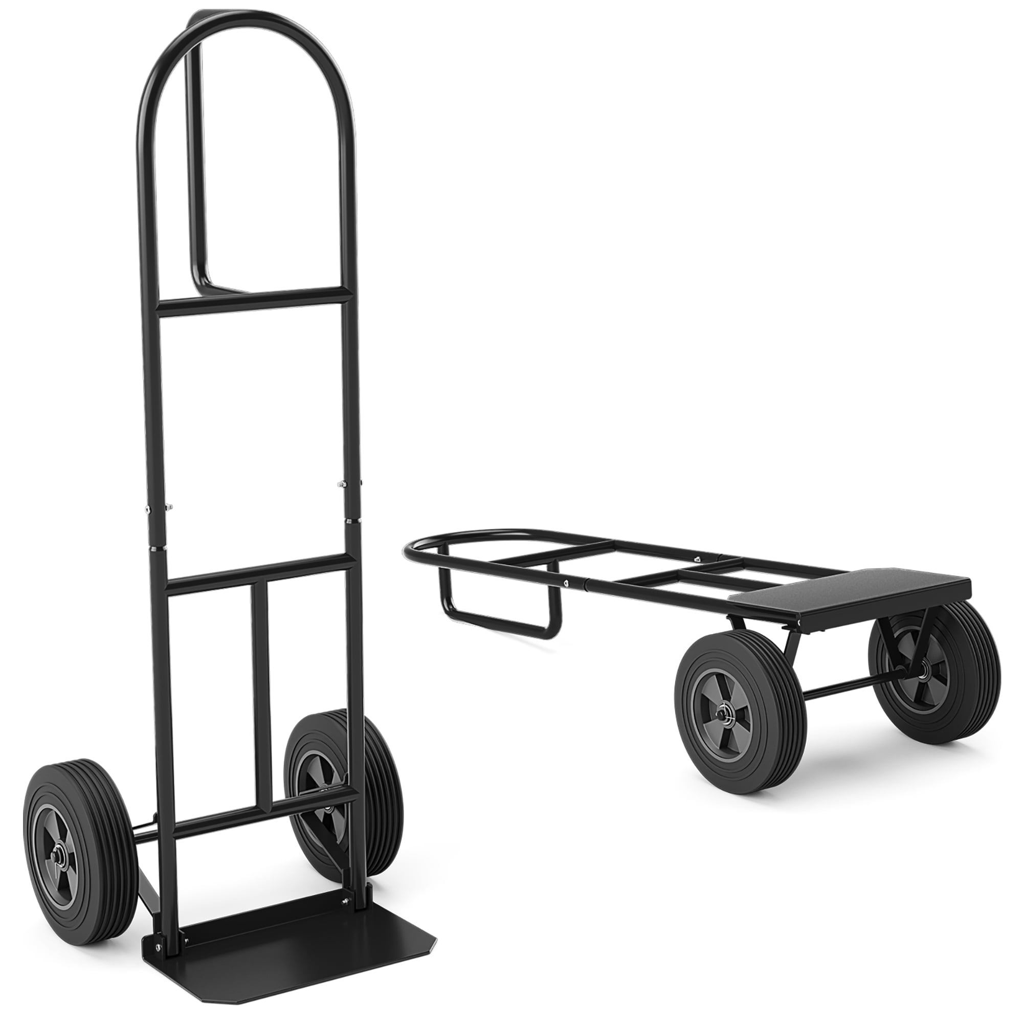 Gymax Heavy Duty Hand Truck Metal Dolly Cart w/ P-Handle & Rubber ...