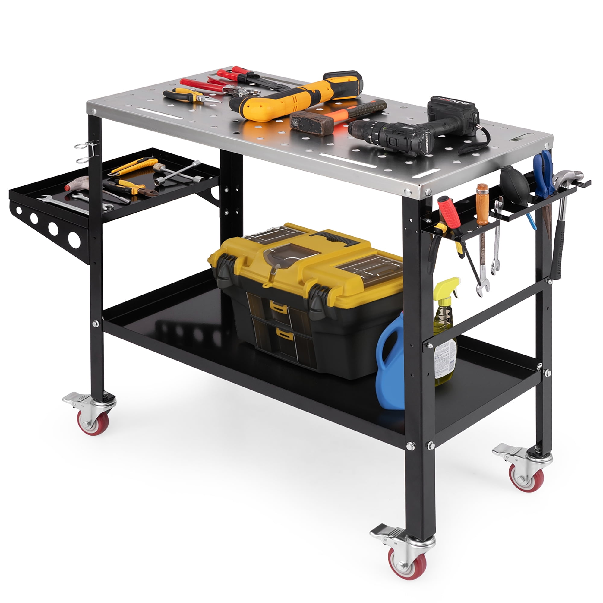 Gymax Heavy-duty Welding Table w/ Tool Rack & Tray 5/8'' Fixture Holes ...
